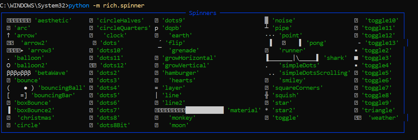 [BUG] python -m rich.spinner scrolls awkwardly in windows terminal · Issue #2499 · Textualize ...
