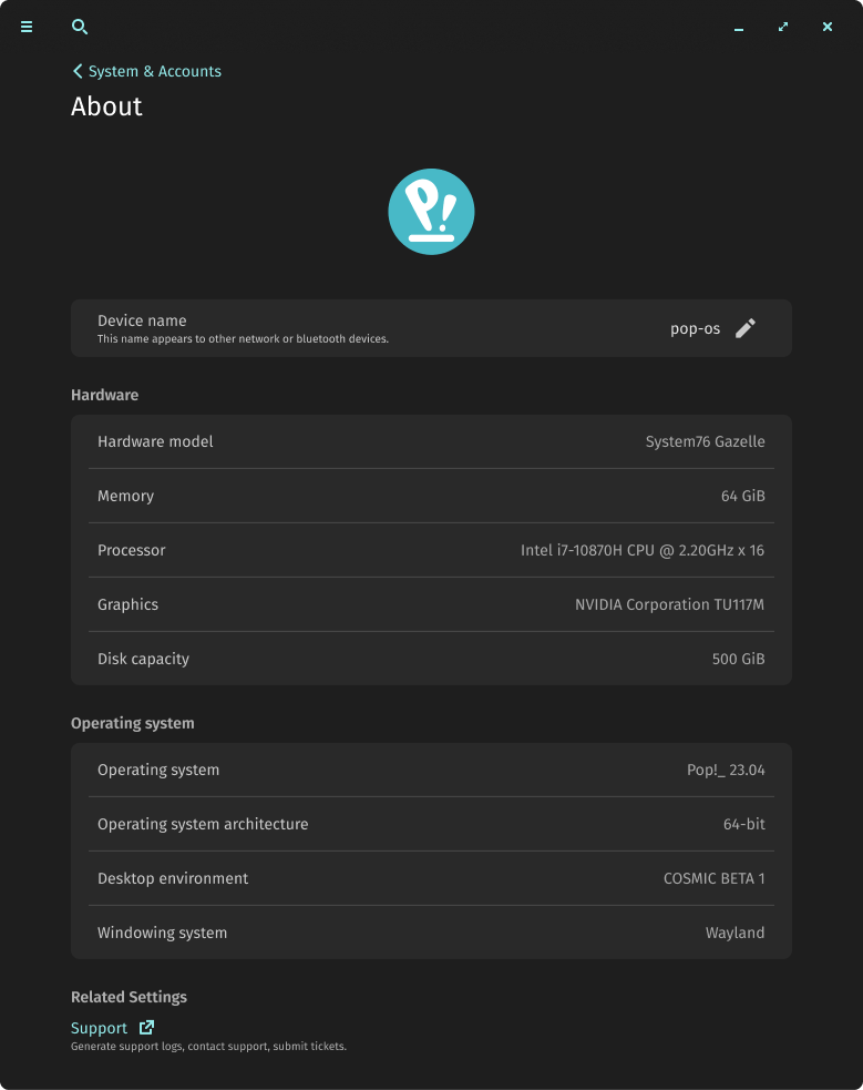 Settings > About · Issue #13 · pop-os/cosmic-settings · GitHub