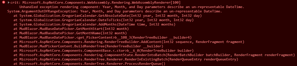 DatePicker out of range exception when bound to DateTime.MinValue · Issue #2319 · MudBlazor ...