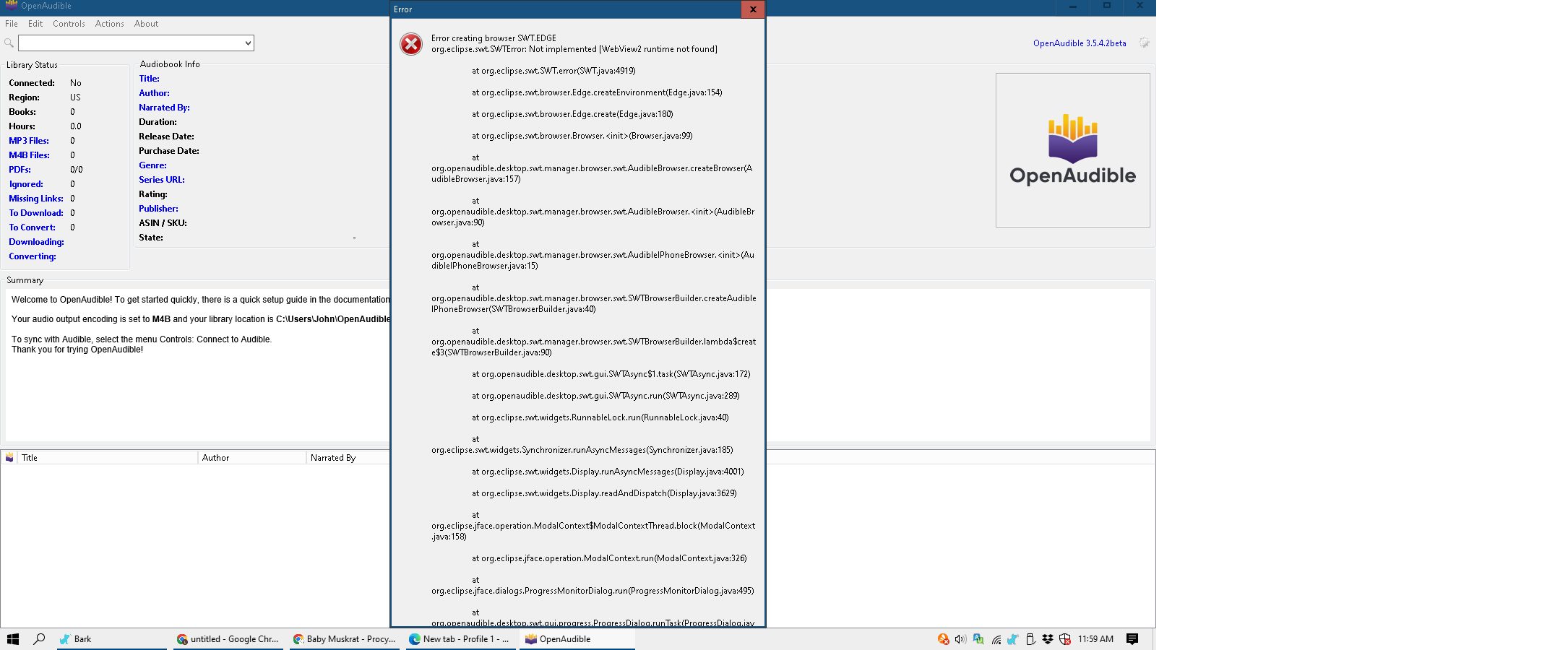 Unable To Connect To audible.com · Issue #787 · openaudible/openaudible · GitHub