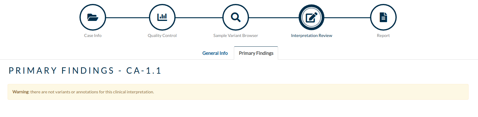 ERROR displayed when no primary findings in a variant interpretations · Issue #230 · opencb ...