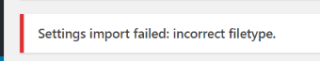 Import settings failed with error: Settings import failed: incorrect ...