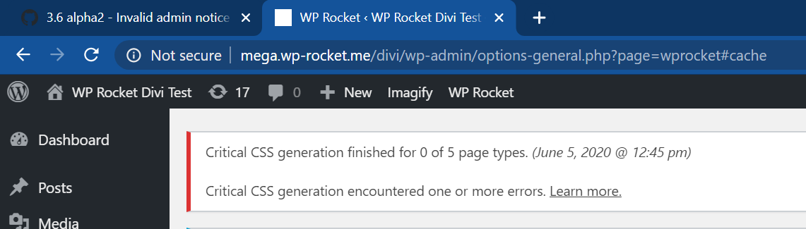 3.6 alpha2 - Invalid admin notice when CPCSS for mobile fails and few PHP notices · Issue #2716 ...