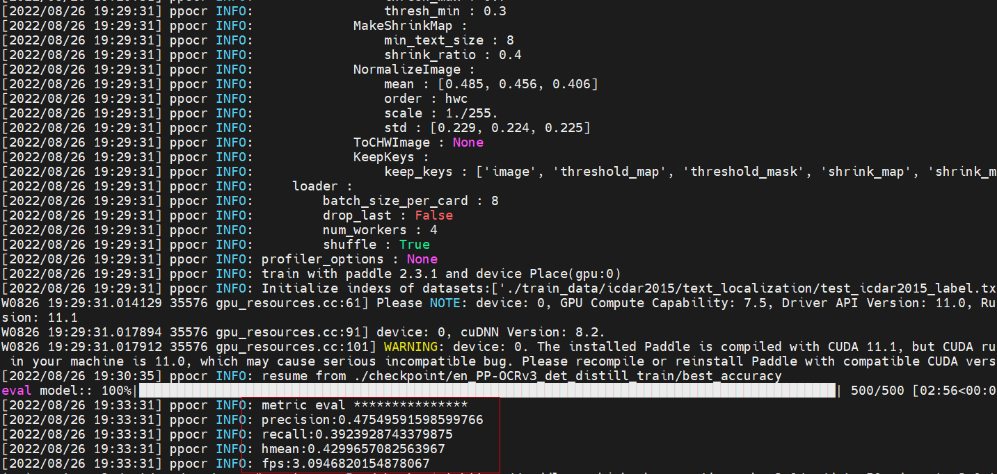 en_PP-OCRv3_det在icdar2015数据集中的评估精度只有0.4754 · Issue #7380 · PaddlePaddle/PaddleOCR · GitHub