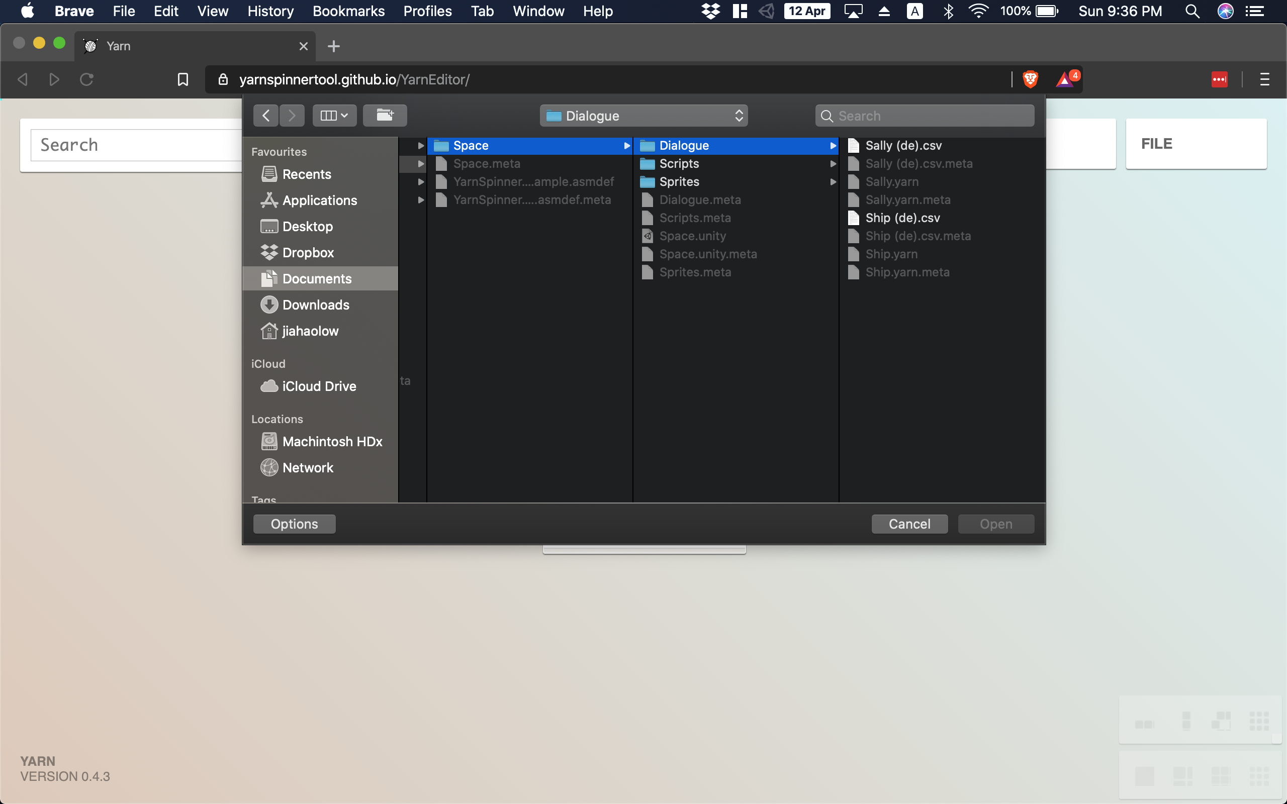 Yarn file type cannot be selected to open. · Issue #229 ...