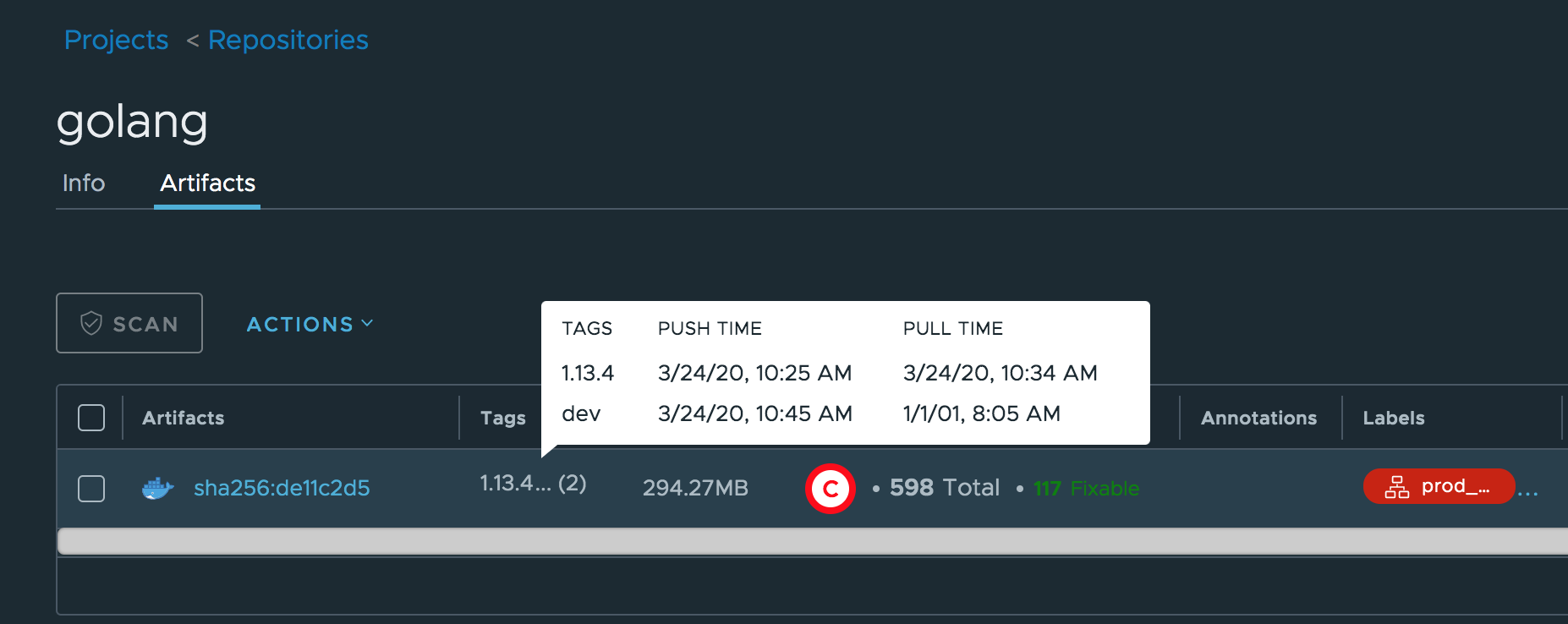 The data shown in the tag tooltip is not consistent with the tag view in the detail page · Issue ...