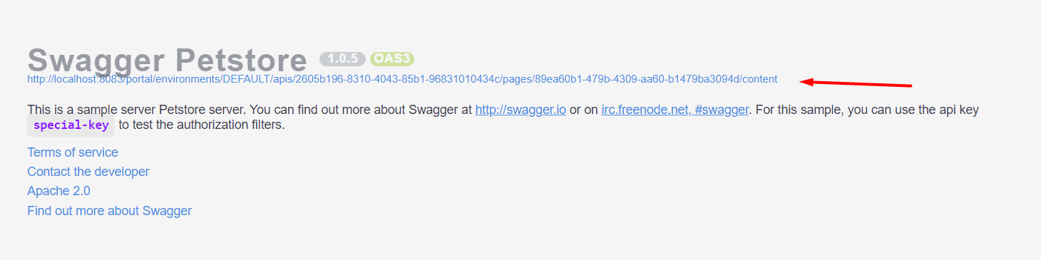 [management] Checking "Show the URL to download the content" in the swagger documentation ...