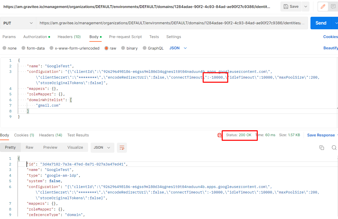 [AM - IDP] When using an internal API for AM no validation of the requests payload it provided ...
