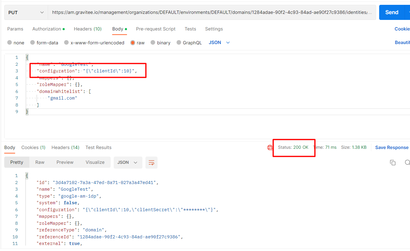 [AM - IDP] When using an internal API for AM no validation of the requests payload it provided ...