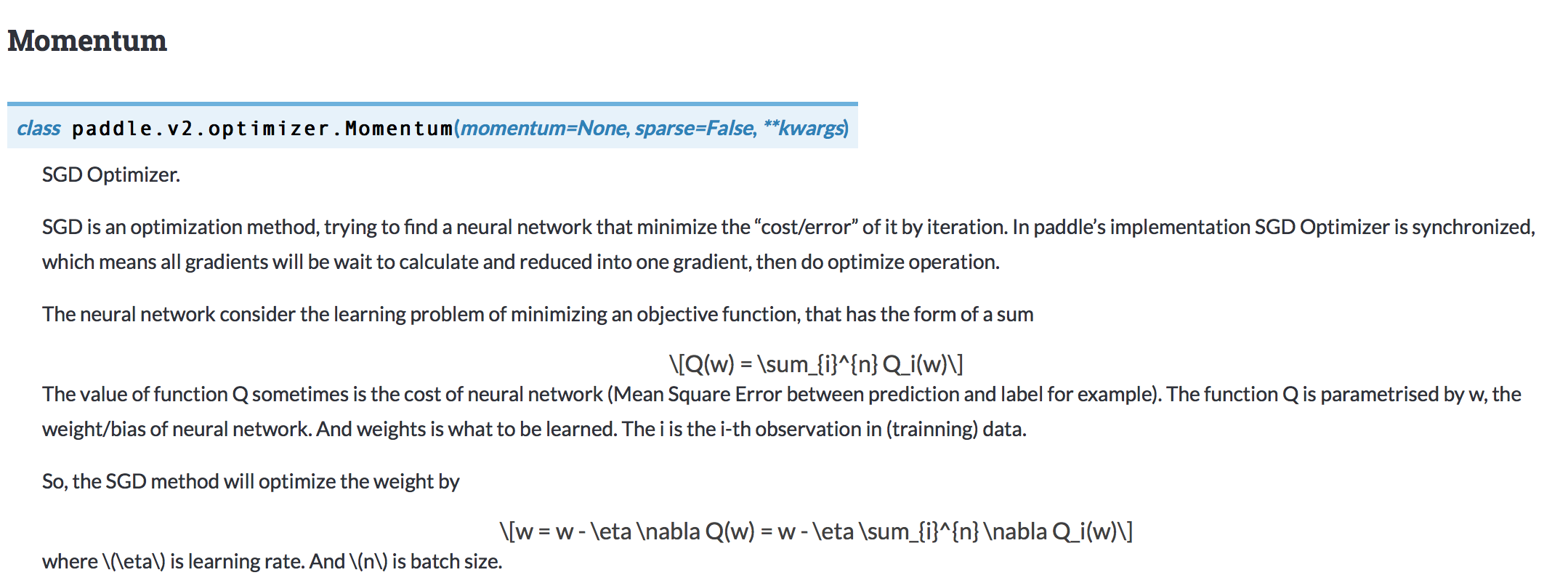 Api文档—— Momentum解释的疑惑 · Issue 5351 · Paddlepaddlepaddle · Github 