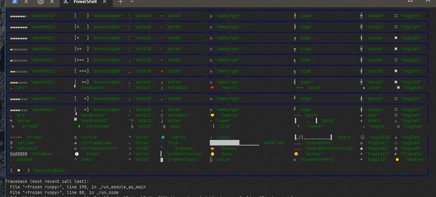 [BUG] rich.spinner example doesn't work as expected on Windows Terminal · Issue #2624 ...