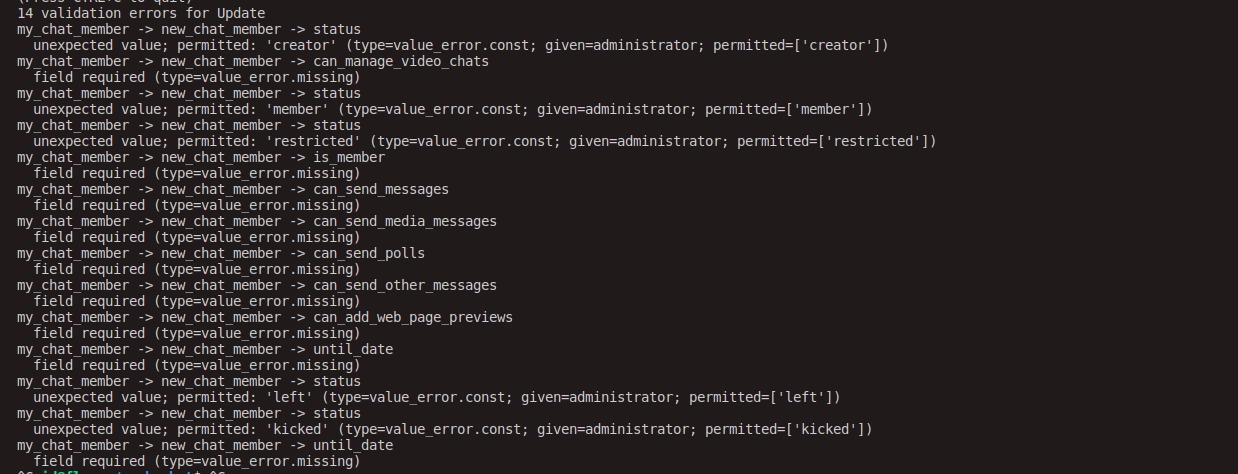 validation errors for Update 3.x · Issue #902 · aiogram/aiogram · GitHub