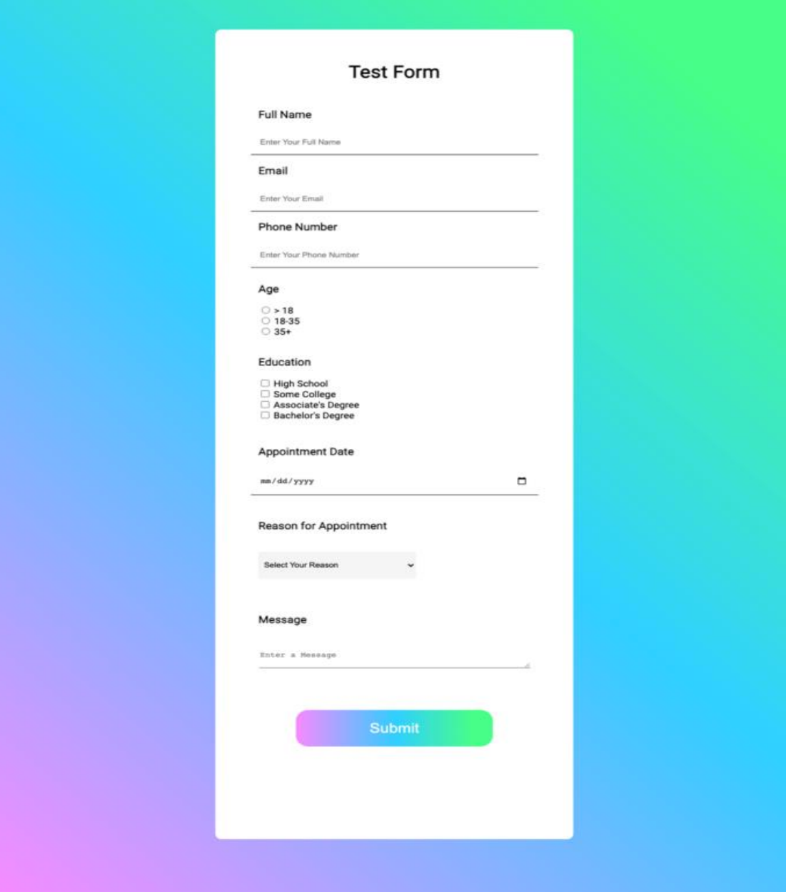 GitHub - tinagroshkova/domForm: Stylized form by given layout using ...