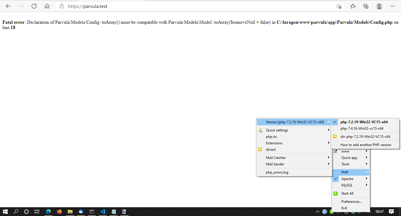 v0.7.4 error with PHP 7.4 · Issue #27 · ParvulaCMS/parvula · GitHub