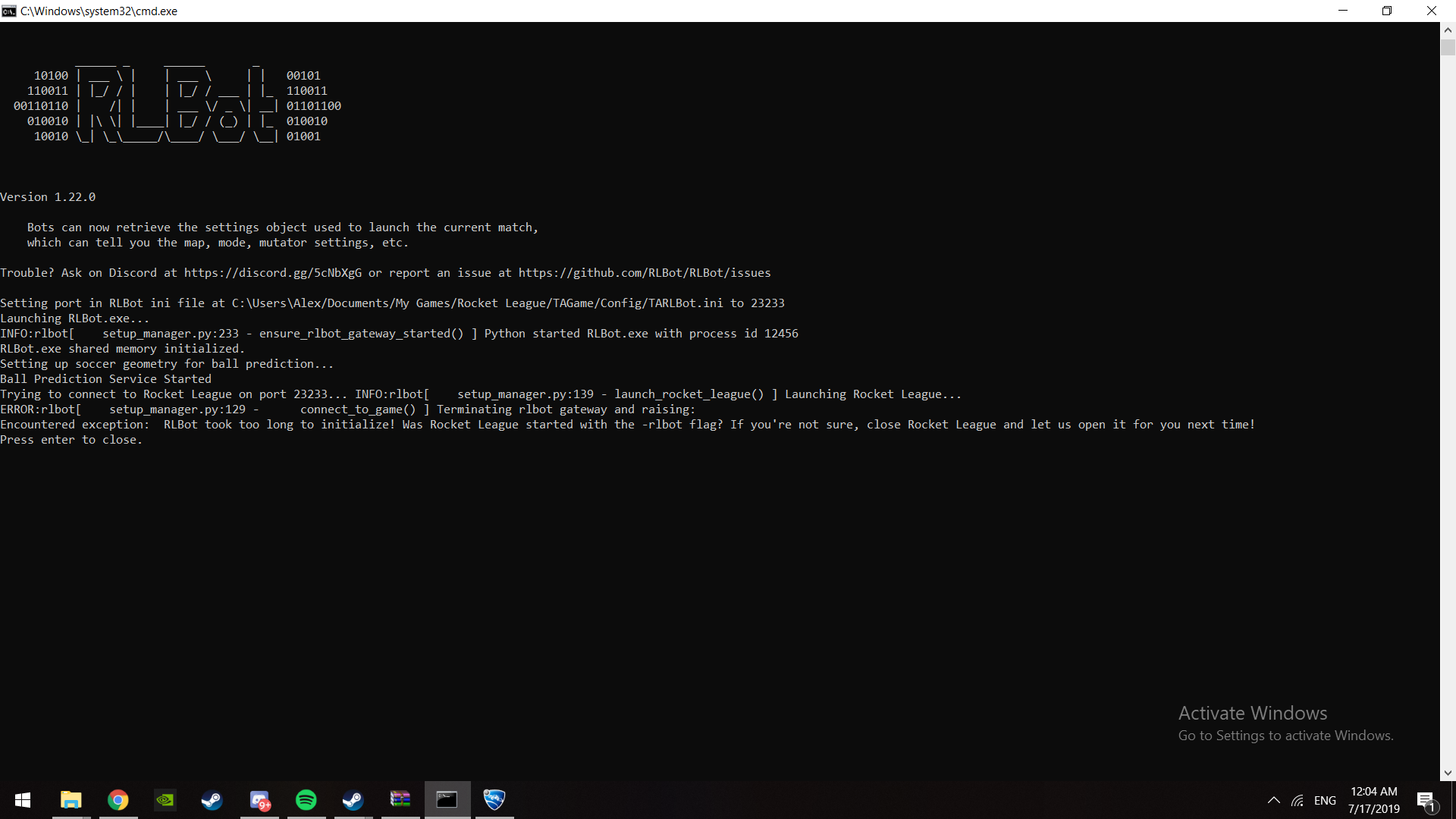 RLBot initialization gives up too fast · Issue #434 · RLBot/RLBot · GitHub