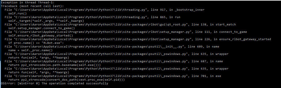 OSError when scanning for RLBot.exe in ensure_rlbot_gateway_started · Issue #442 · RLBot/RLBot ...
