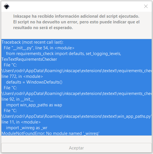 Inkscape ha recibido información adicional del script ejecutado · Issue #197 · textext/textext ...