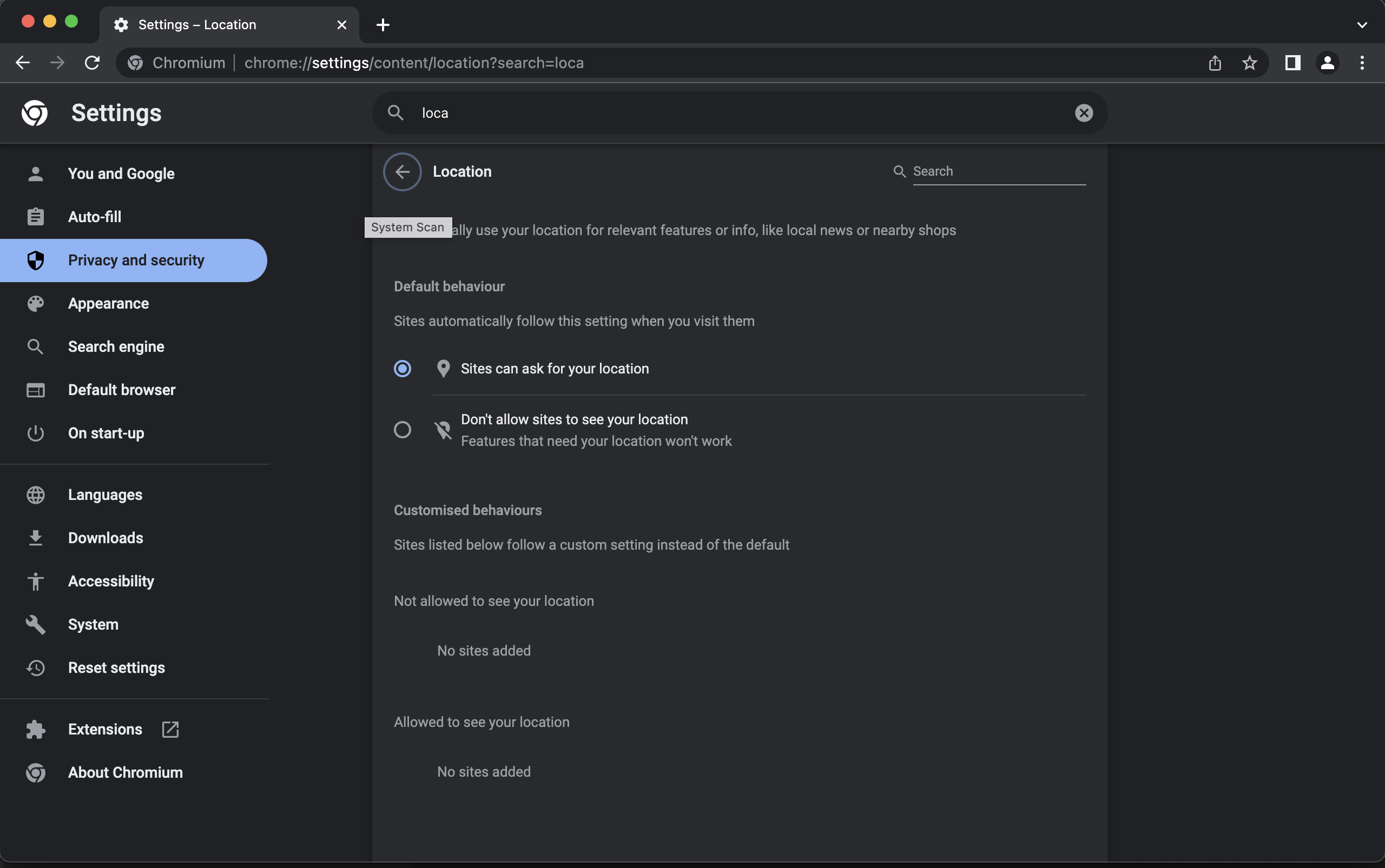 [BUG] Allowing geolocation permissions does not work in Chromium · Issue #18242 · microsoft ...