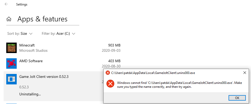 cant uninstall game jolt client 0.52.3 · Issue #1430 · gamejolt/issue-tracker · GitHub