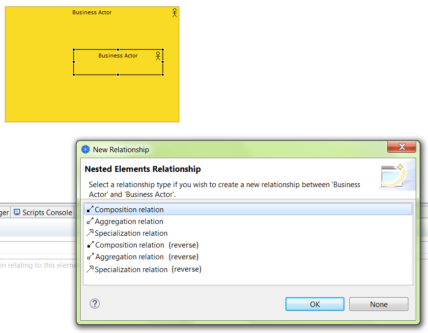Dragging an application component into a business function on a view does not propose to create ...