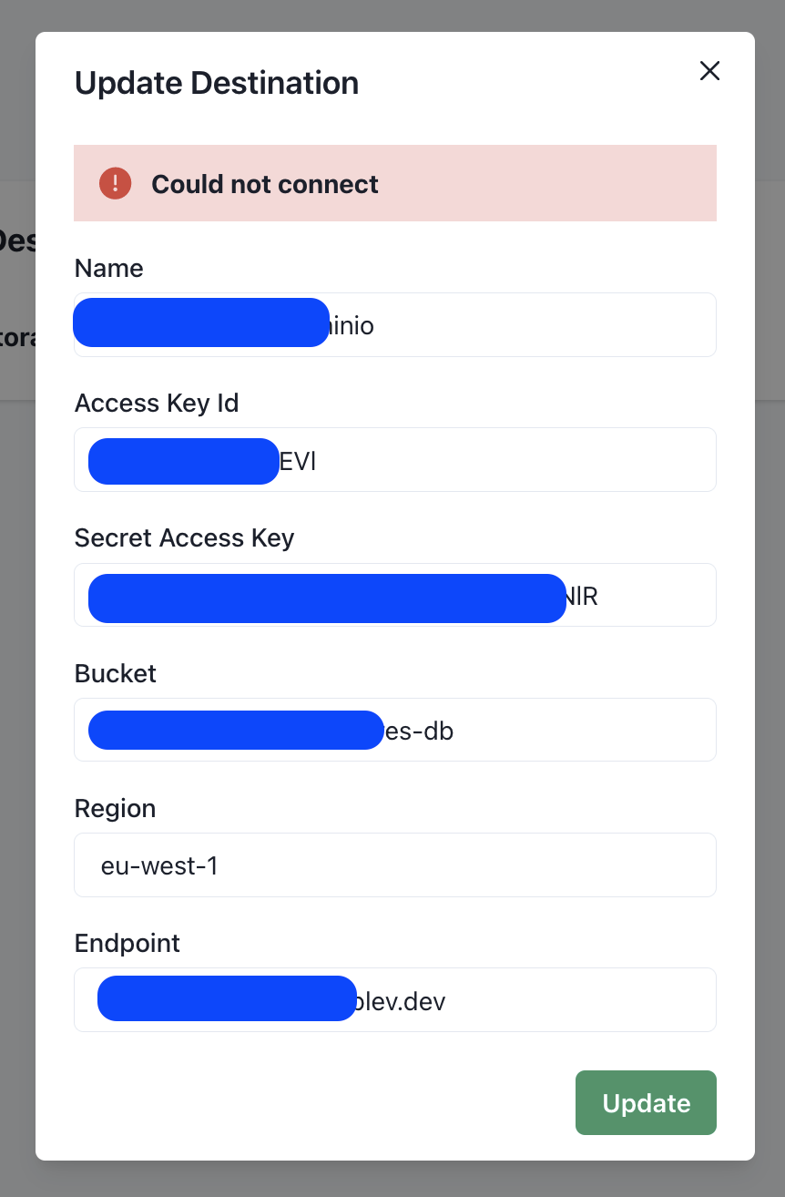 Backup Destinations - unexpected "Could not connect" with correct credentials · Issue #82 ...