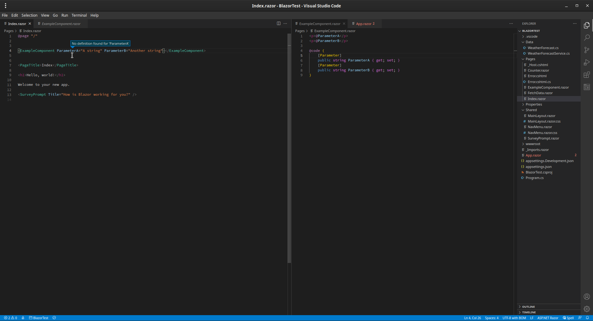 Razor Intellisense Not Working On Blazor Components Issue 8624 