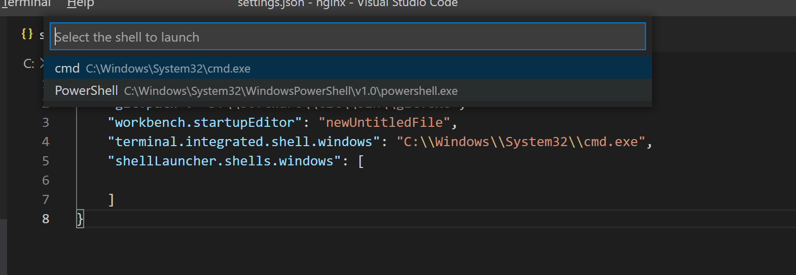 shells configured in setting.json do not display in Laucher dropdown list · Issue #60 · Tyriar ...