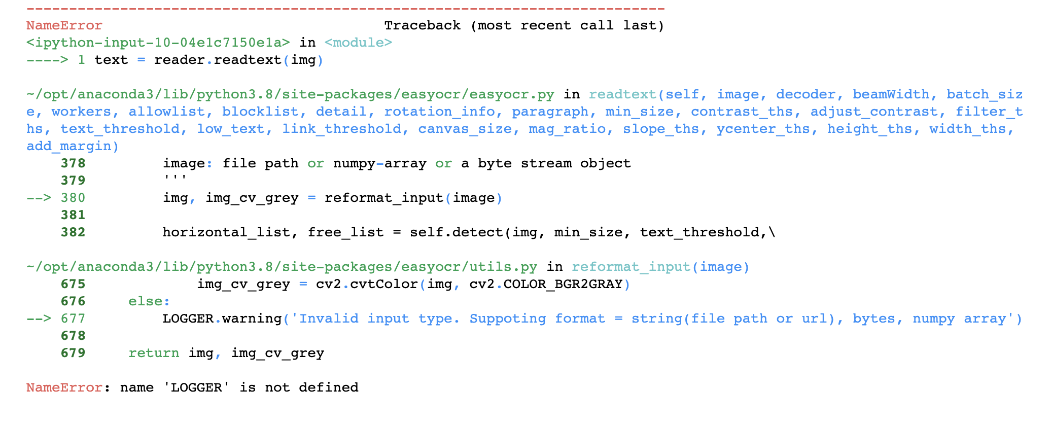 LOGGER is not imported! · Issue #378 · JaidedAI/EasyOCR · GitHub