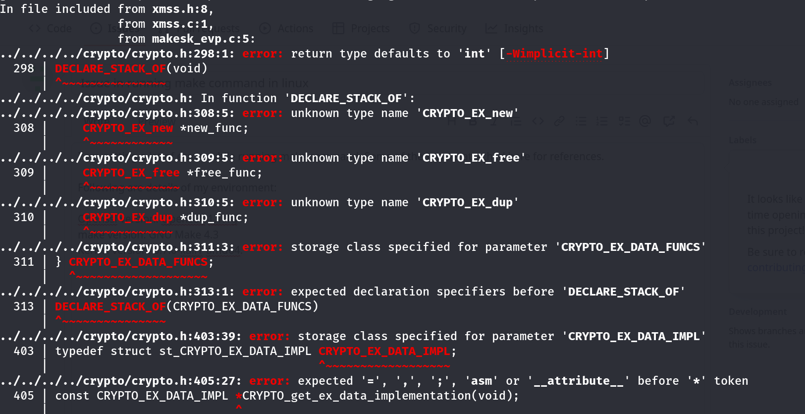 Issue in running make command in linux · Issue #1 · cdcxmss/xmss-oqs · GitHub