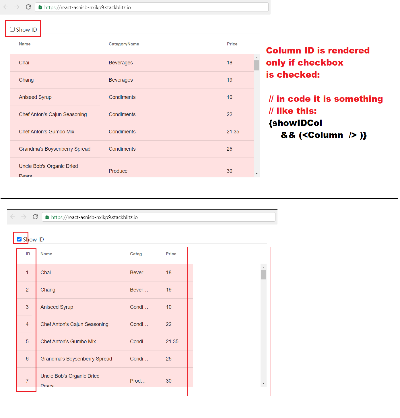 Grid with optional column is not resized properly - so empty space appears when there should not ...