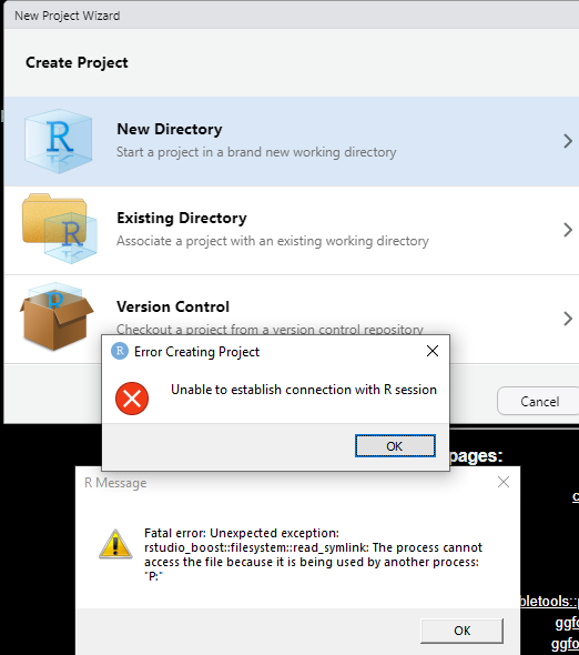 Update Boost library to resolve "unable to establish connection with R session" errors ...
