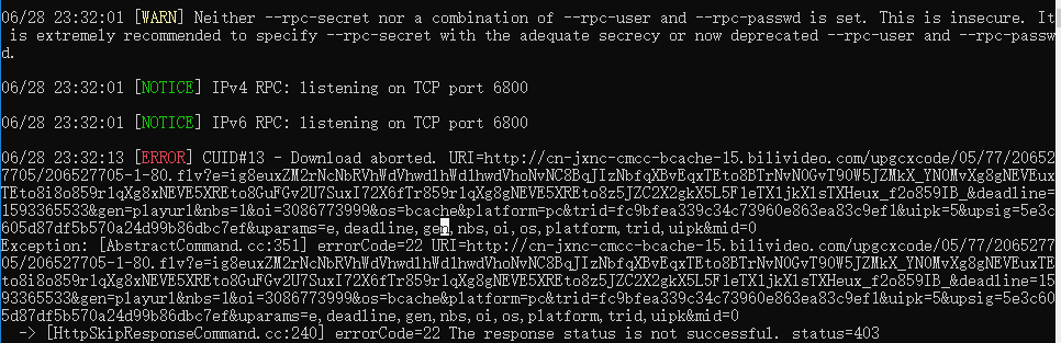 无法通过aria2下载bilibili视频 · Issue #726 · iawia002/lux · GitHub