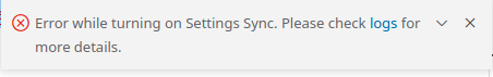 Error while turning on Settings Sync · Issue #142581 · microsoft/vscode · GitHub