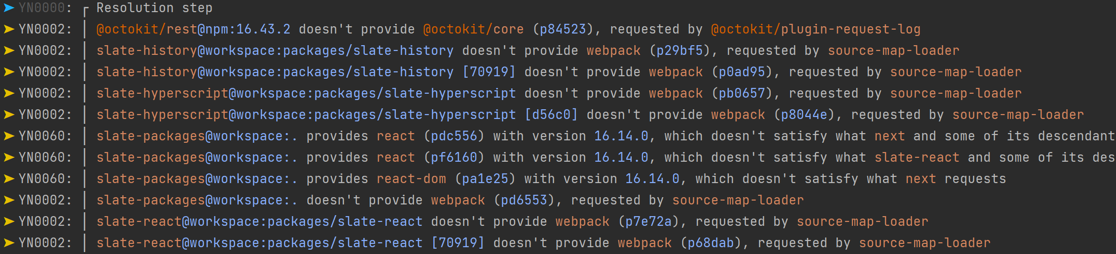 Clone to local & yarn install = Throw an exception · Issue #5202 · ianstormtaylor/slate · GitHub