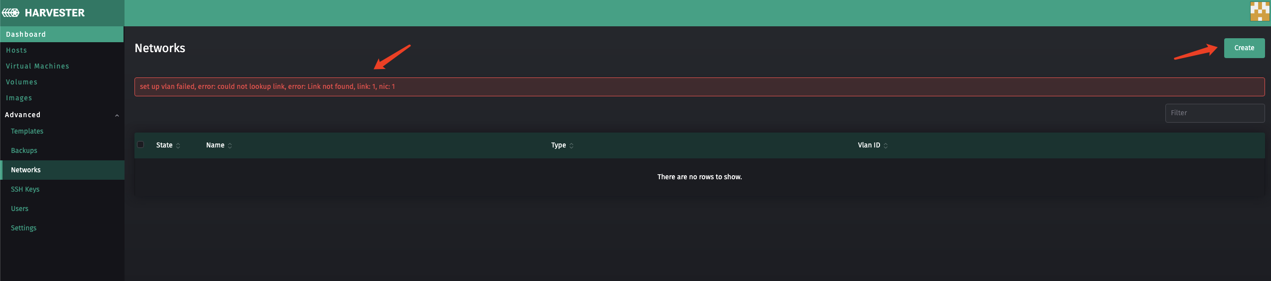 [BUG] Users are allowed to create networks when an invalid physical NIC has been configured ...