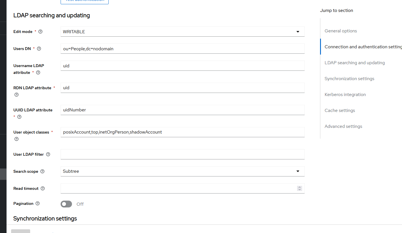 我在使用docker-compose 只部署了前后端 连接我之前的ldap 在初始化的时候显示可以连接到ldap 但是当我同步ldap信息的时候没有报错也没有同步到用户 看日志 也没有有用的 ...