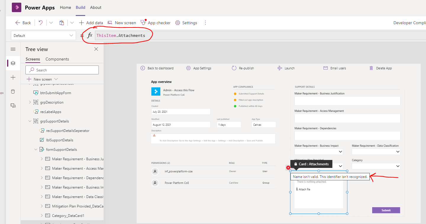 [CoE Starter Kit - BUG] Developer Compliance Centre app - Not found segment 'annotations ...