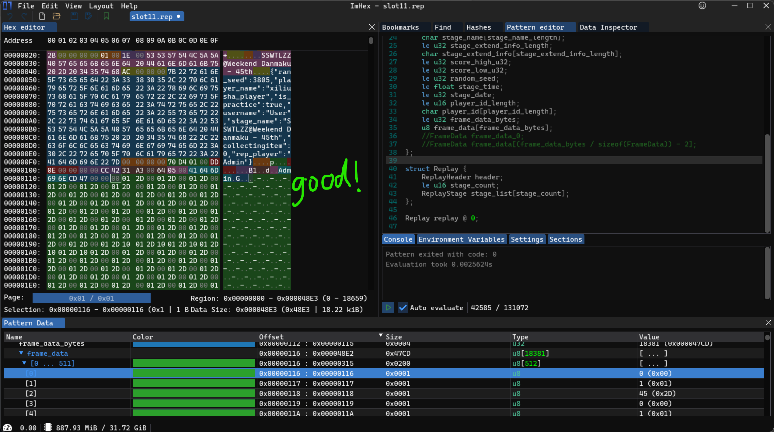 [Bug] The starting position of the struct array is offset by 1 · Issue #960 · WerWolv/ImHex · GitHub