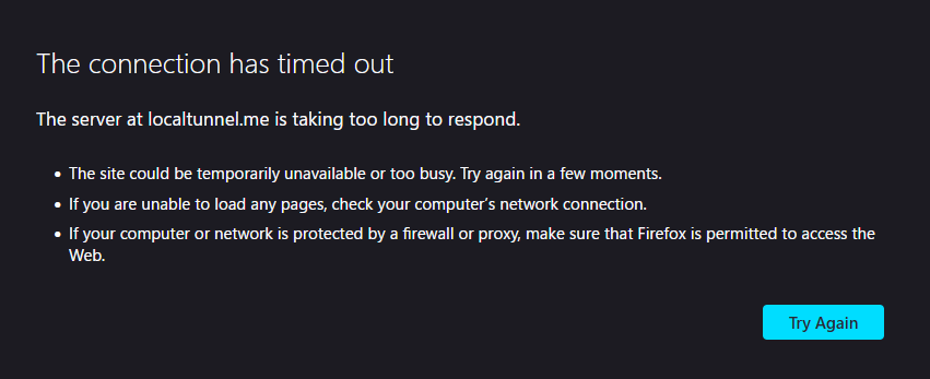 localtunnel.me is down (Connection timeout) · Issue #539 · localtunnel/localtunnel · GitHub