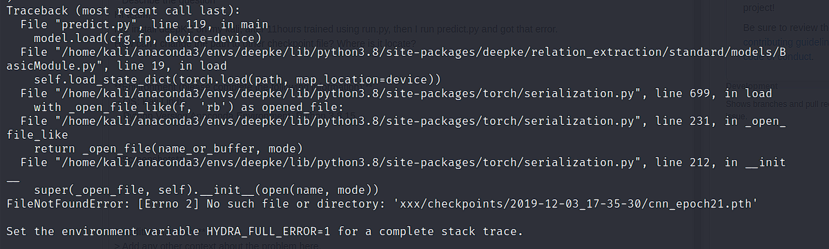 FileNotFoundError: [Errno 2] No such file or directory: 'xxx/checkpoints/2019-12-03_17-35-30/cnn ...