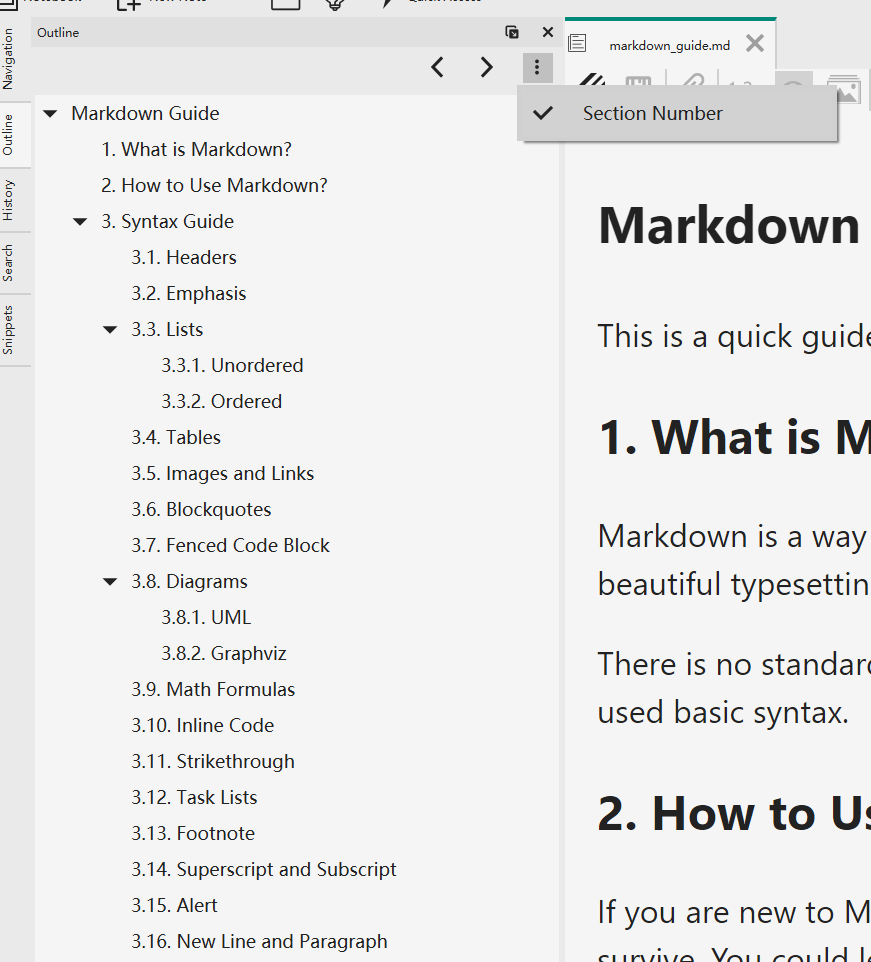 目前设置小节序号为阅读模式，仅文本中显示序号，希望大纲中也可以显示 · Issue #1790 · vnotex/vnote · GitHub