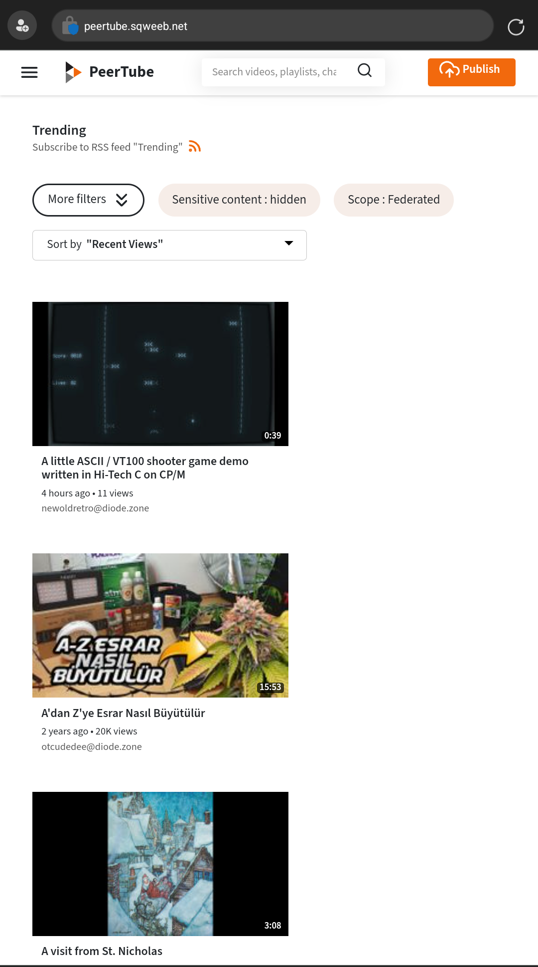 Peertube Showing 1 Column Of Videos Instead Of 2 On Mobile Browser 