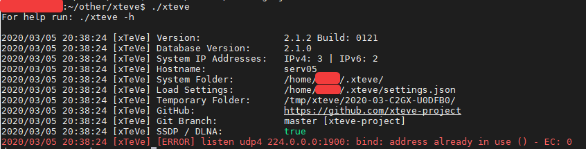 listen udp4 224.0.0.0:1900: bind: address already in use · Issue #102 · xteve-project/xTeVe · GitHub