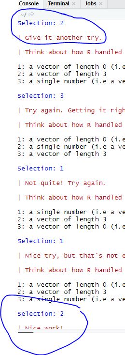 Entering the right answers into the course "R Programming: The basics of programming in R" and ...