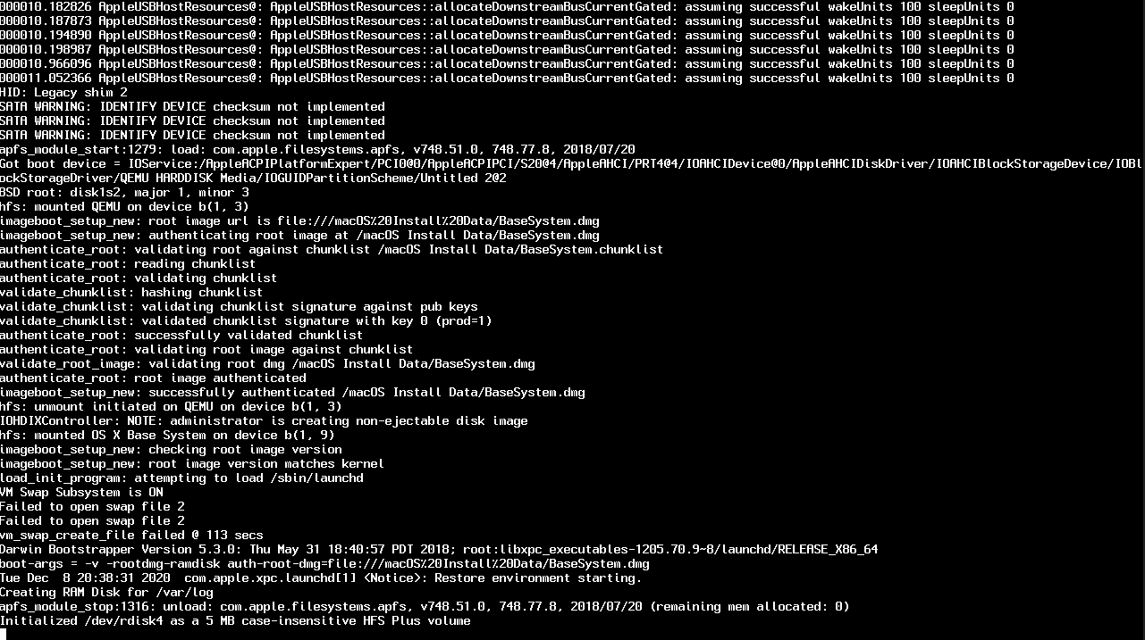 Stuck on INITIALIZED /DEV/RDISK4 AS A 5 MB CASE-INSENSITIVE HFS PLUS VOLUME · Issue #377 ...