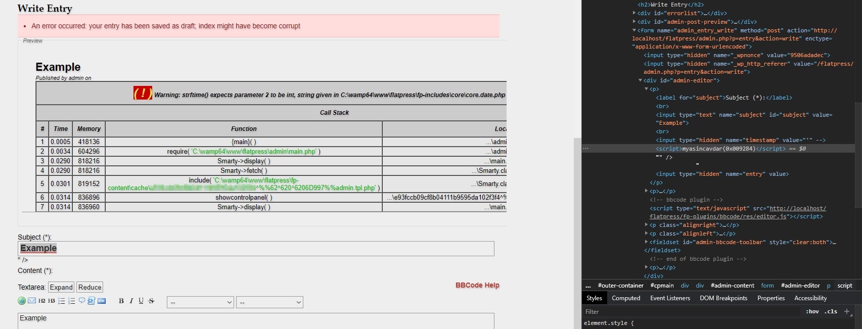 Admin: XSS in Write Entry · Issue #70 · flatpressblog/flatpress · GitHub