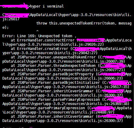Unexpected Token · Issue #4066 · vercel/hyper · GitHub