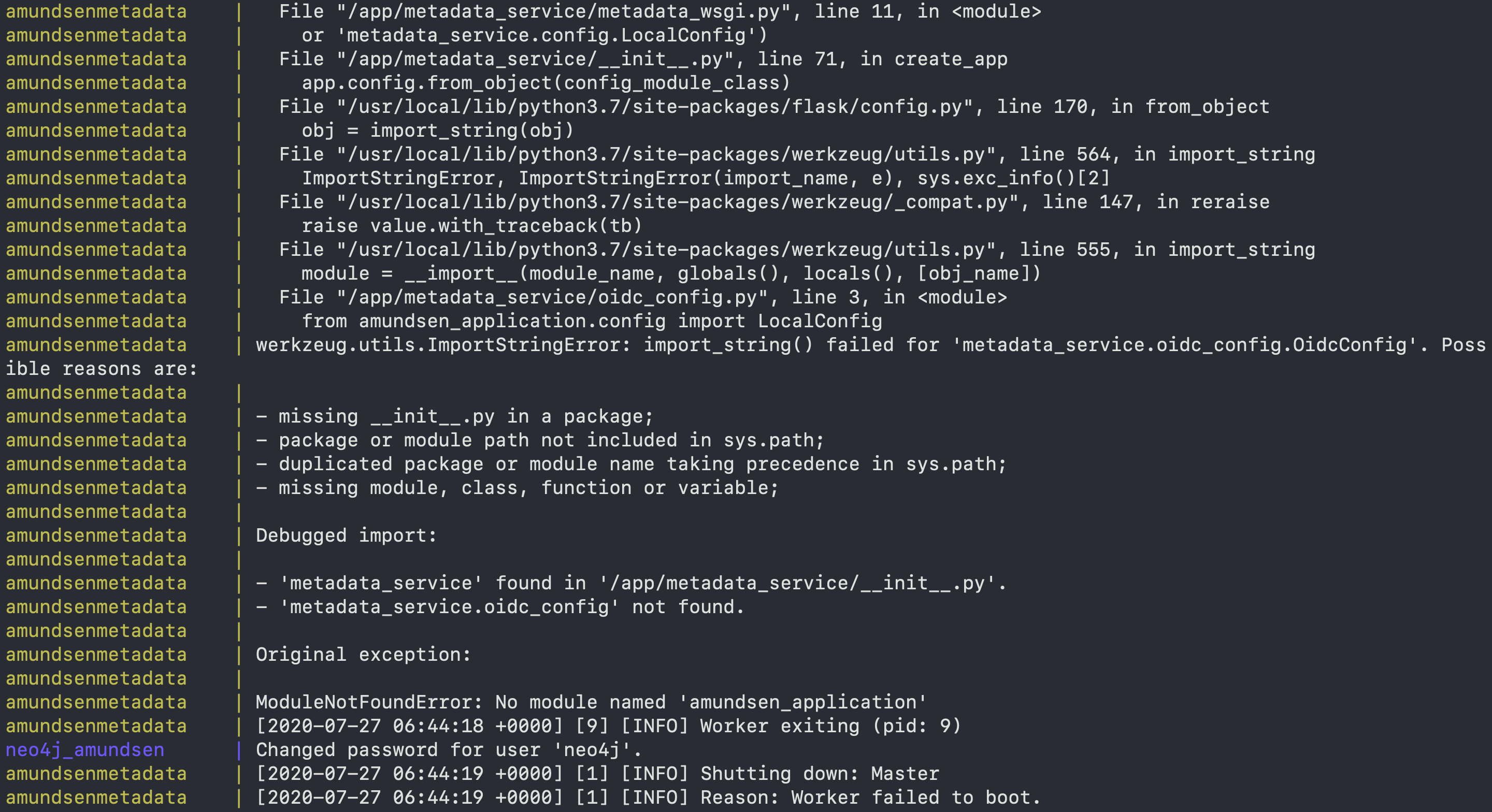 import_string() failed for 'metadata_service.oidc_config.OidcConfig ...