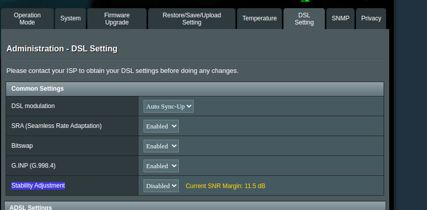 DSL-AX82U DSL modem doesn't work if SNR values are modified · Issue ...
