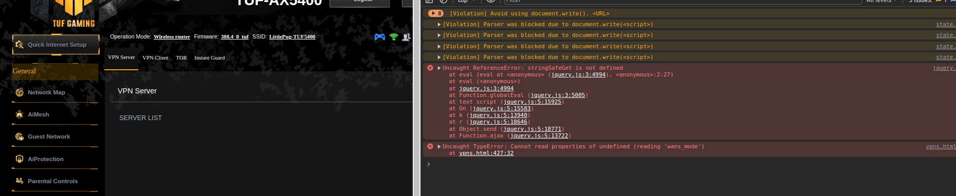 TUF-5400 VPN tabs empty · Issue #457 · gnuton/asuswrt-merlin.ng · GitHub